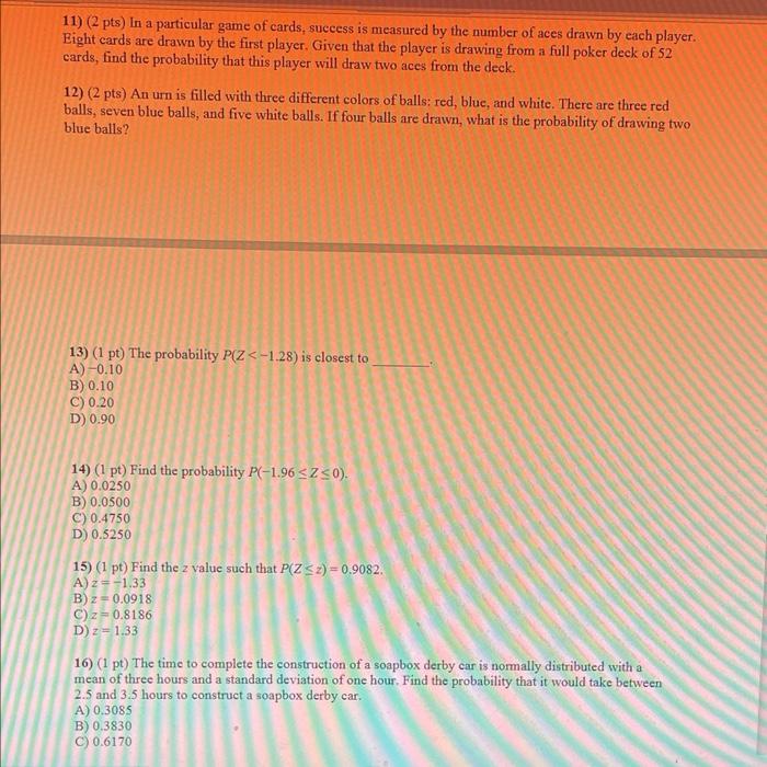Solved 11) ( 2 pts) In a particular game of cards, success | Chegg.com