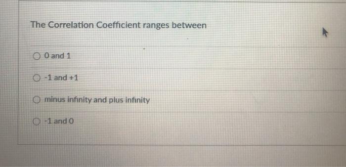 Solved The Correlation Coefficient ranges between O and 1 | Chegg.com