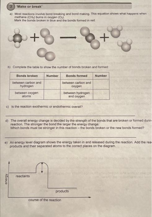 a) Most reactions involve bond breaking and bond | Chegg.com