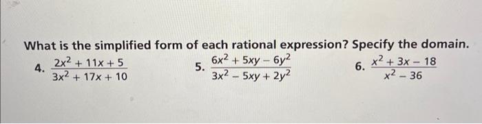 Solved What is the simplified form of each rational | Chegg.com