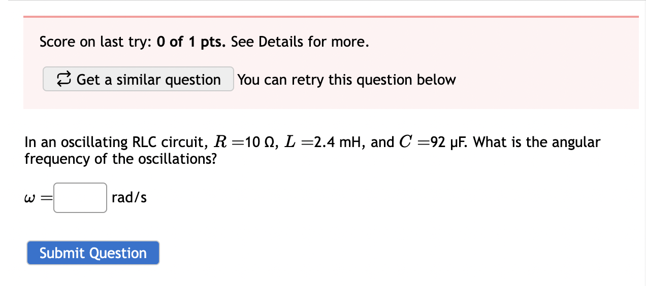Solved In an oscillating RLC circuit, R=10Ω,L=2.4mH, ﻿and | Chegg.com