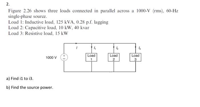 Solved Figure 2.26 shows three loads connected in parallel | Chegg.com