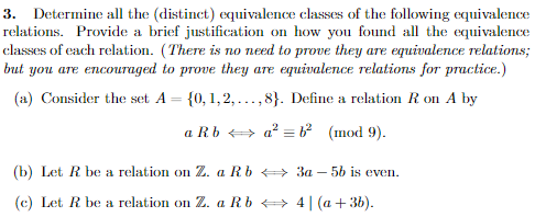 Solved Determine all the (distinct) ﻿equivalence classes of | Chegg.com