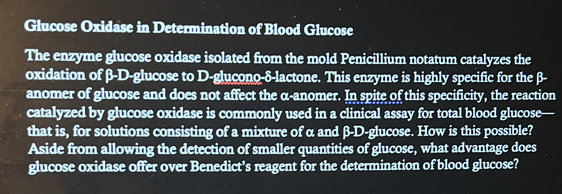 Solved Glucose Oxidase in Determination of Blood GlucoseThe | Chegg.com