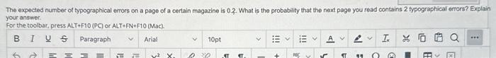 Solved The expected number of typographical errors on a page | Chegg.com