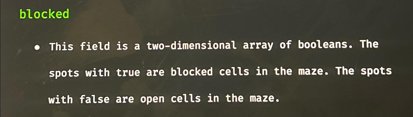 Solved blockedThis field is a two-dimensional array of | Chegg.com