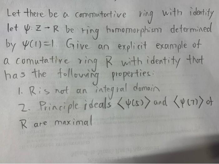 Solved Let there be a commutative ring with identity let Y: | Chegg.com