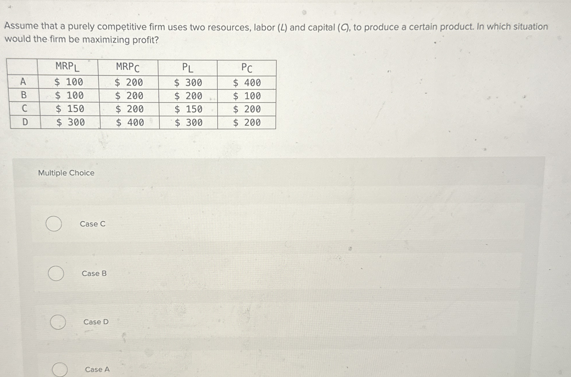 Solved Assume that a purely competitive firm uses two | Chegg.com
