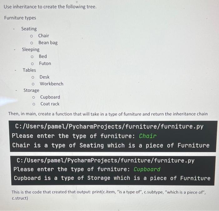 Solved Use inheritance to create the following tree. | Chegg.com