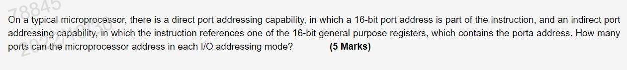 Solved On a typical microprocessor, there is a direct port | Chegg.com