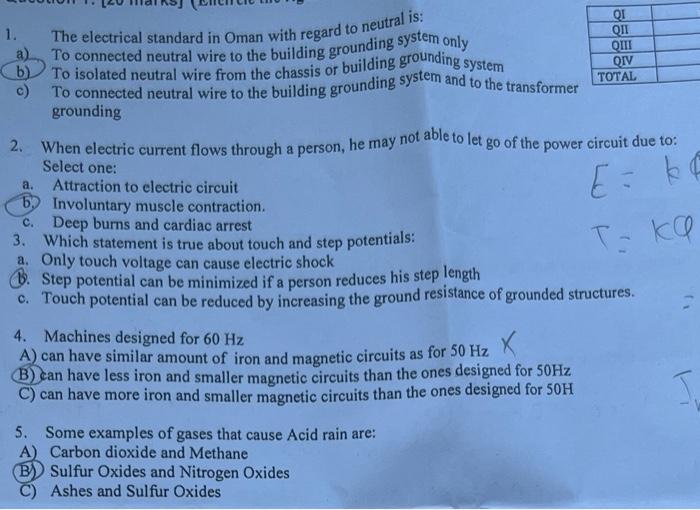 Solved 1. The electrical standard in Oman with regard to | Chegg.com