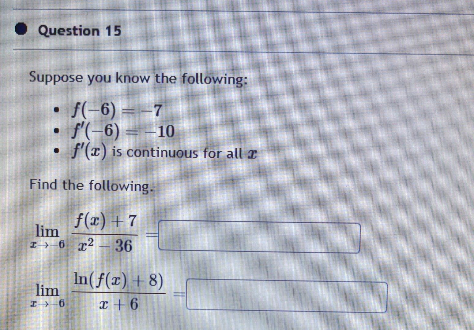 Solved Question 15 Suppose you know the following: - | Chegg.com