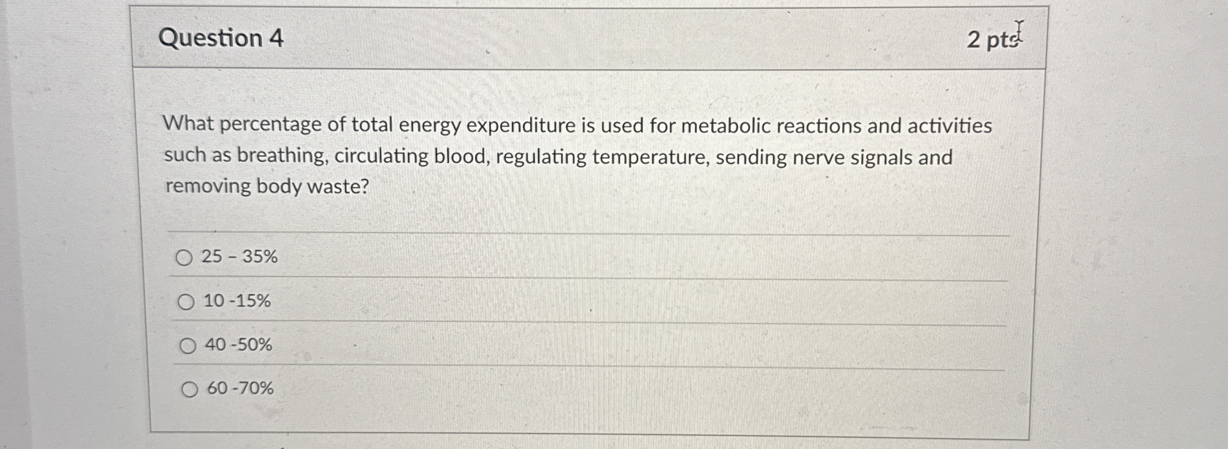 Solved Question 42 ﻿ptsWhat percentage of total energy | Chegg.com