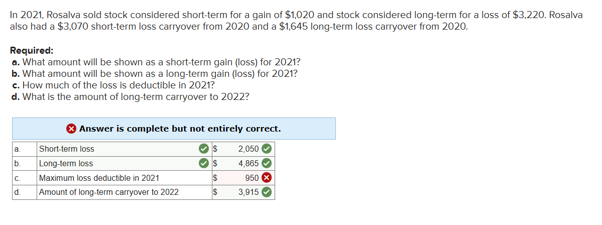 Solved In 2021, ﻿Rosalva sold stock considered short-term | Chegg.com