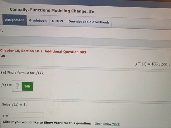 Solved Connally, Functions Modeling Change, 5e Practice | Chegg.com
