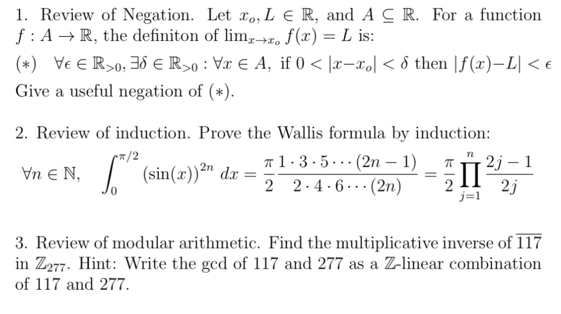Solved Review of ﻿induction. Prove the Wallis formula by | Chegg.com