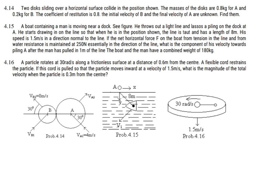 Solved 4.14 Two disks sliding over a horizontal surface | Chegg.com