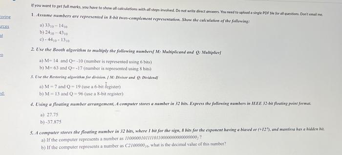 Solved If you want to get full marks, you have to show all | Chegg.com