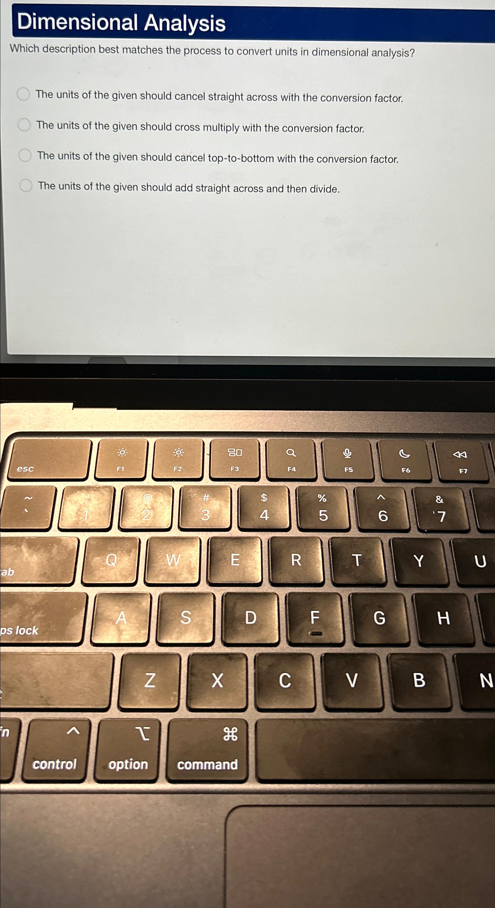 Solved Dimensional AnalysisWhich description best matches | Chegg.com