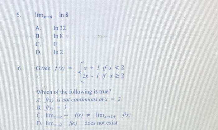 Solved 1. Evaluate limx→6x−6x2−36 A. -12 B. 12 C. 0 D. -6 2. | Chegg.com