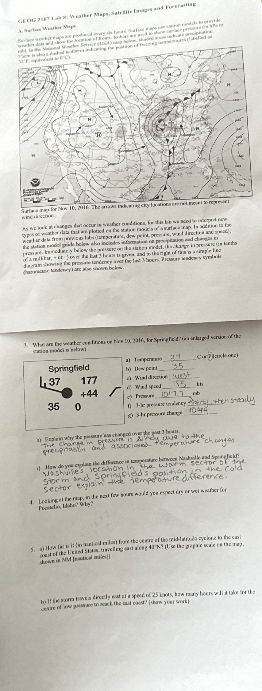 Solved GEOG 2107Lab 8: Weather Maps, Satellite Images and | Chegg.com