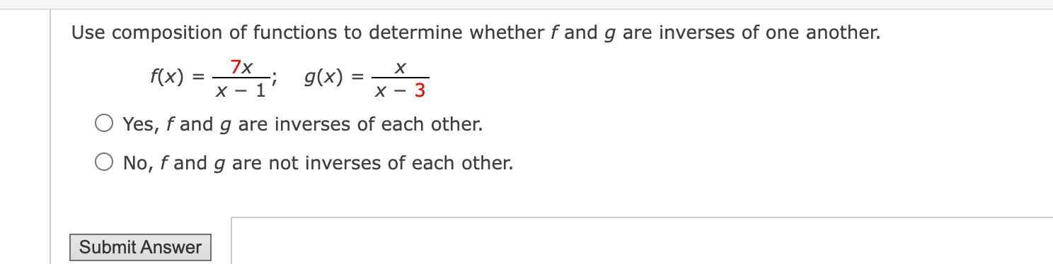 Solved Use composition of functions to determine whether f | Chegg.com