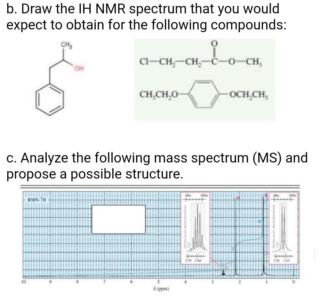 Solved b. Draw the IH NMR spectrum that you would expect to | Chegg.com