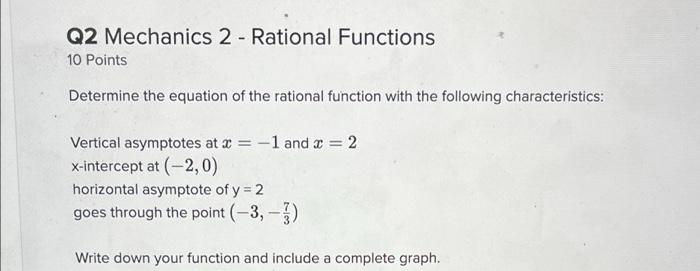 Solved Q2 Mechanics 2 - Rational Functions 10 Points | Chegg.com