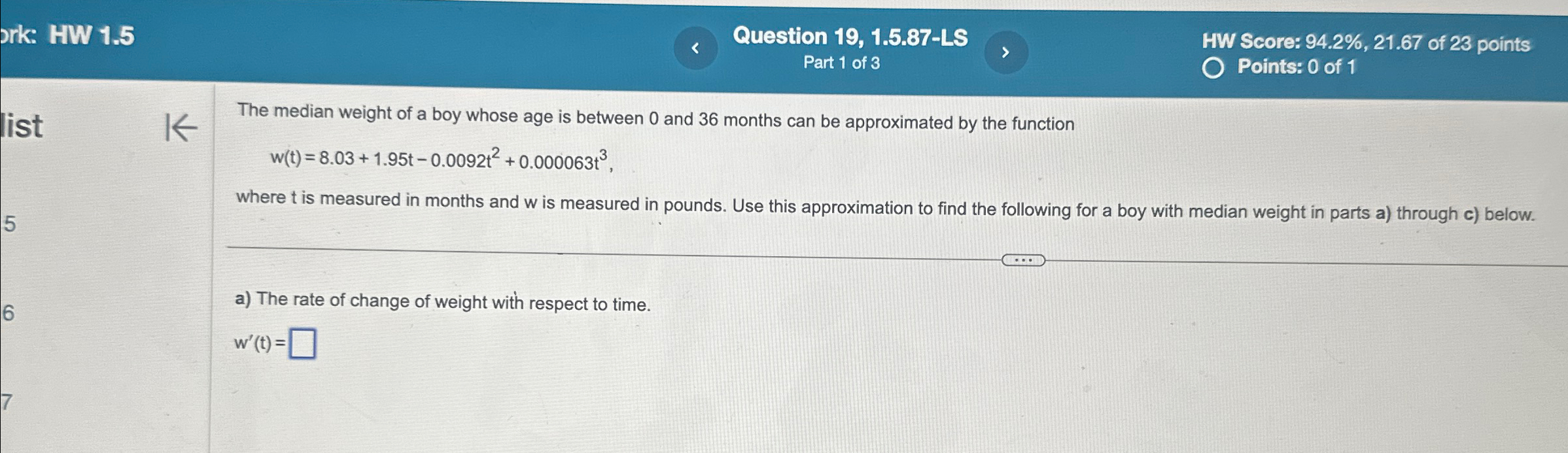 Solved HW 1.5Question 19, 1.5.87-LSHW Score: 94.2%,21.67 ﻿of | Chegg.com