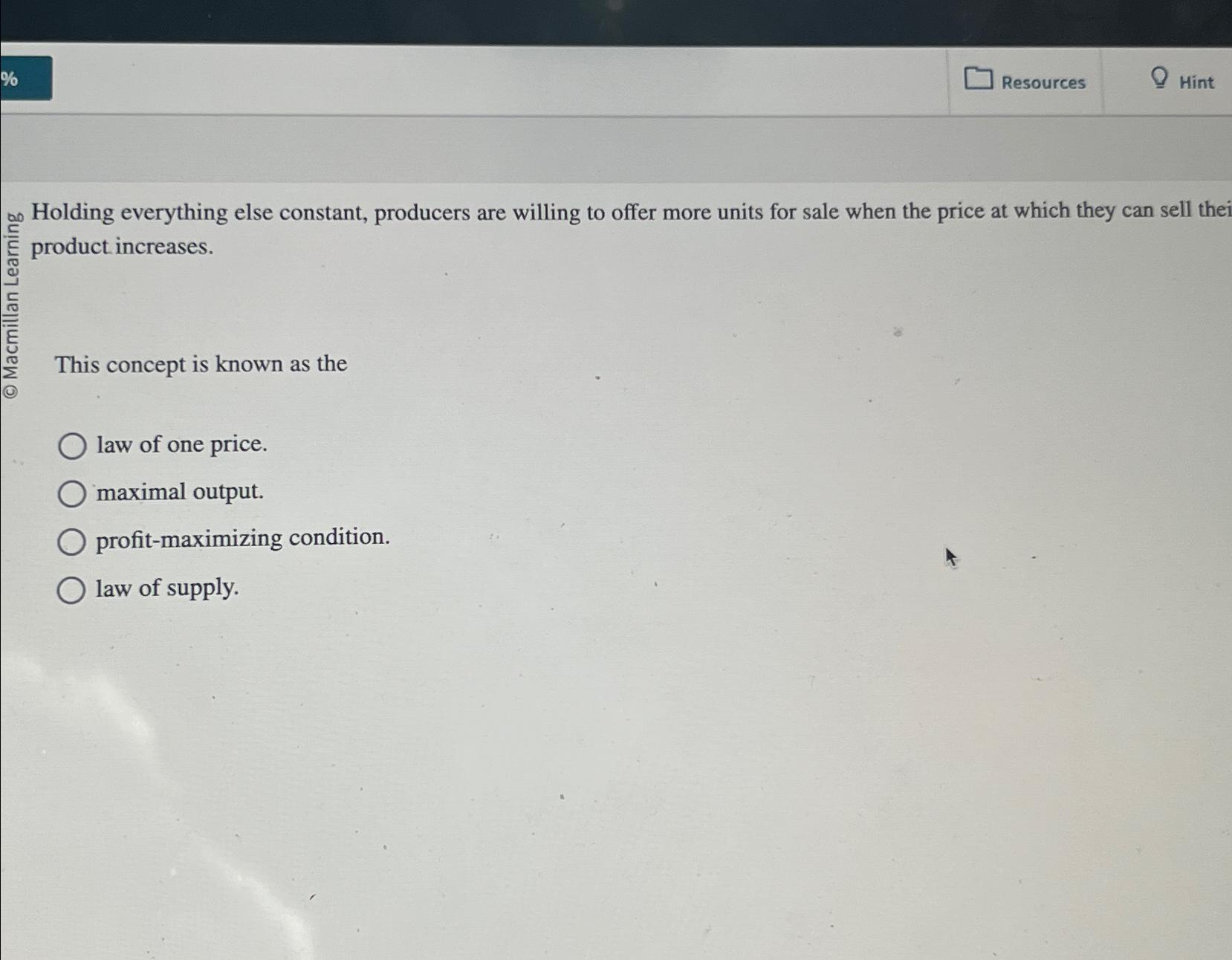 Solved %ResourcesHintHolding everything else constant, | Chegg.com