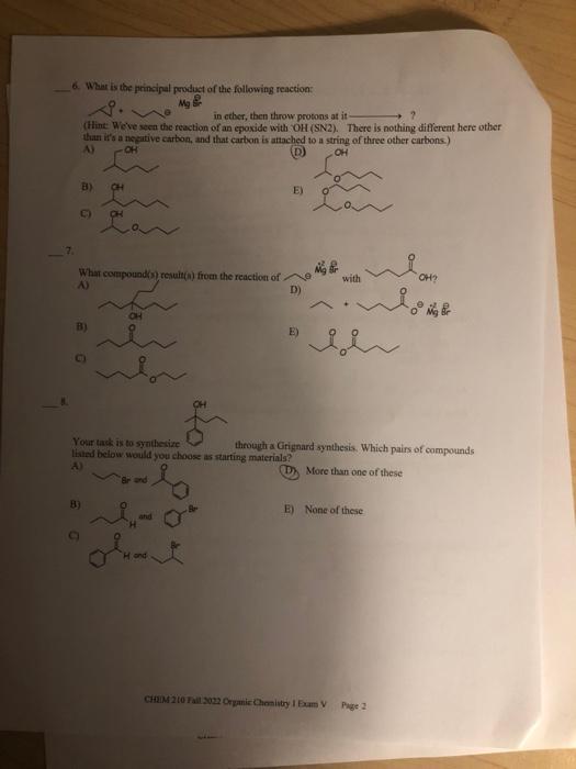 Solved (Hine Weve seen the reaction of an epoxide with OOH | Chegg.com