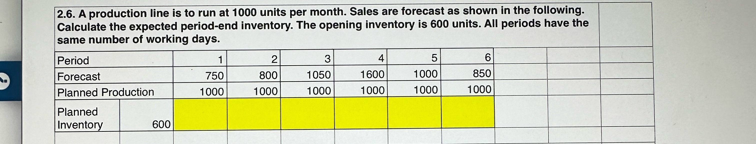 Solved 2.6. ﻿A production line is to run at 1000 ﻿units per | Chegg.com