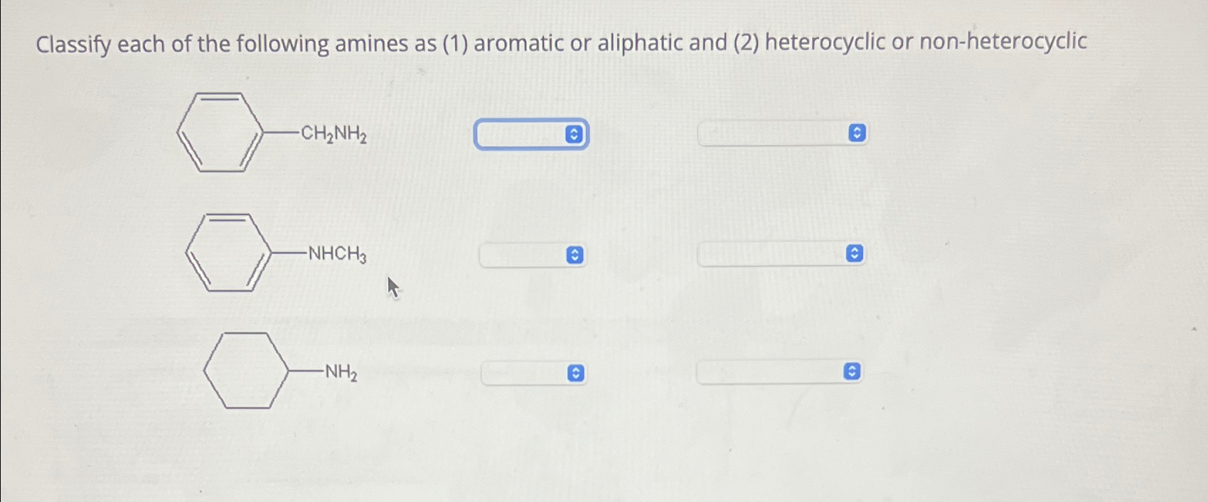 Solved Classify each of the following amines as (1) | Chegg.com