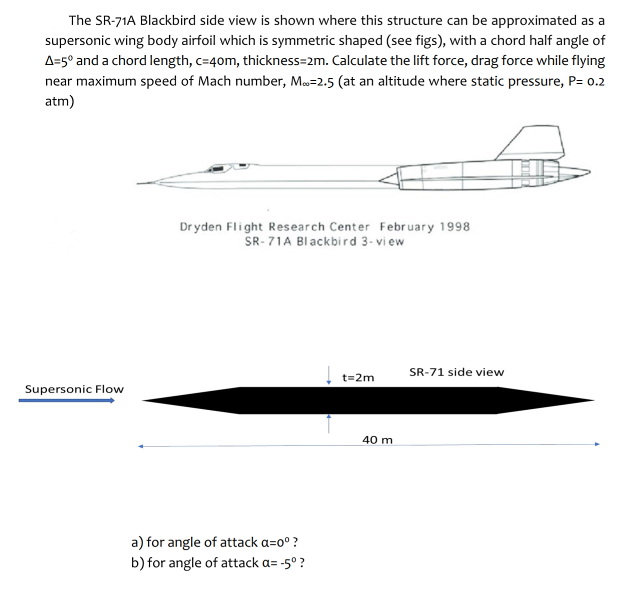 Solved The SR-71A Blackbird side view is shown where this | Chegg.com