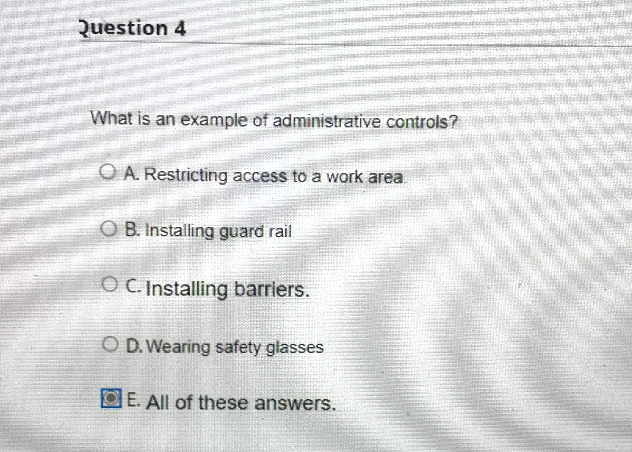 Solved 2uestion 4What is an example of administrative | Chegg.com