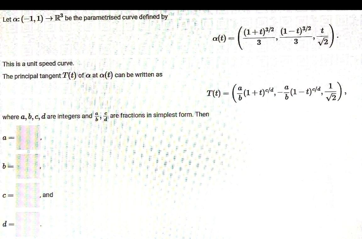 Solved Let \\( \\alpha:(-1,1) \\rightarrow \\mathbb{R}^{3} | Chegg.com