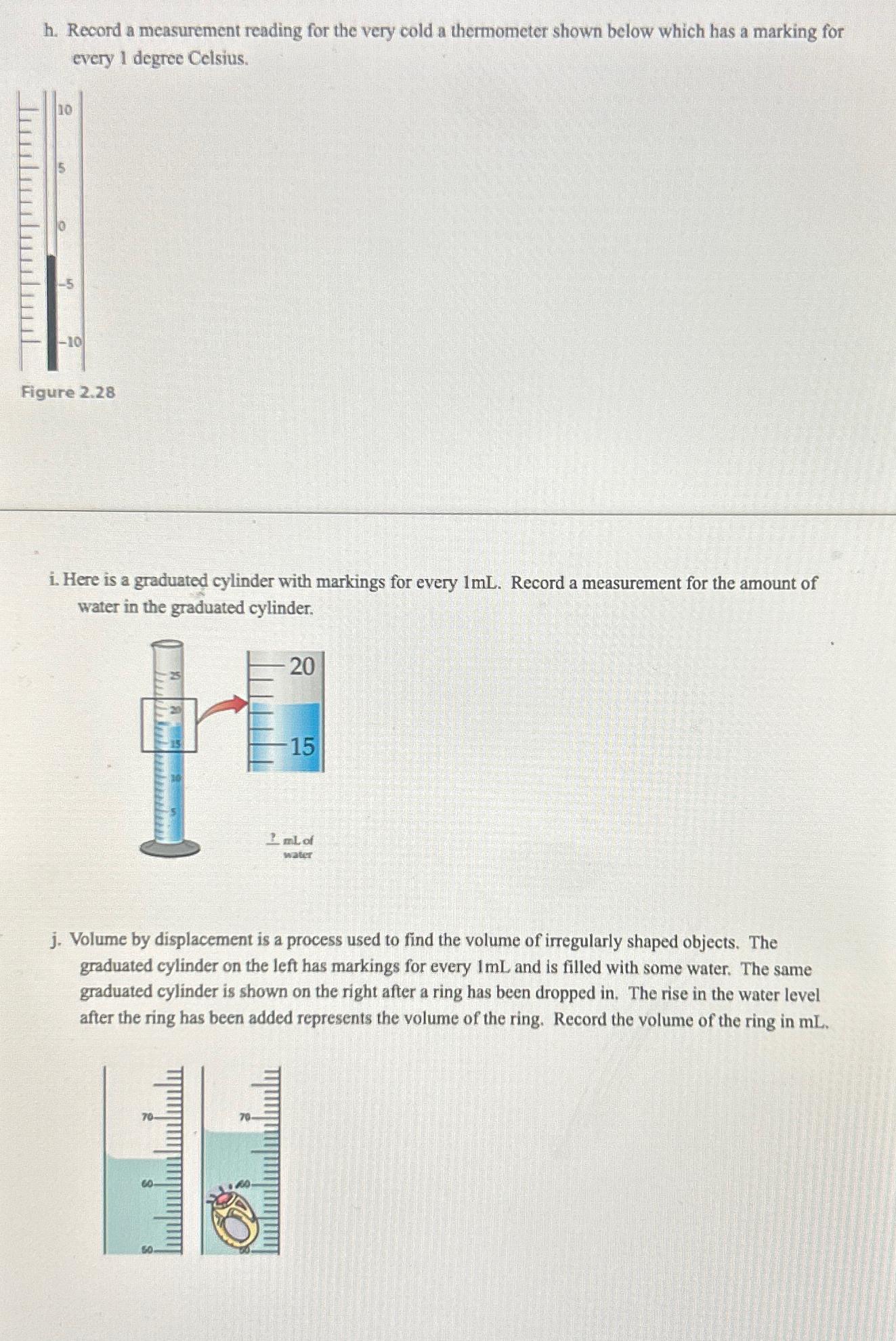 Solved h. ﻿Record a measurement reading for the very cold a | Chegg.com