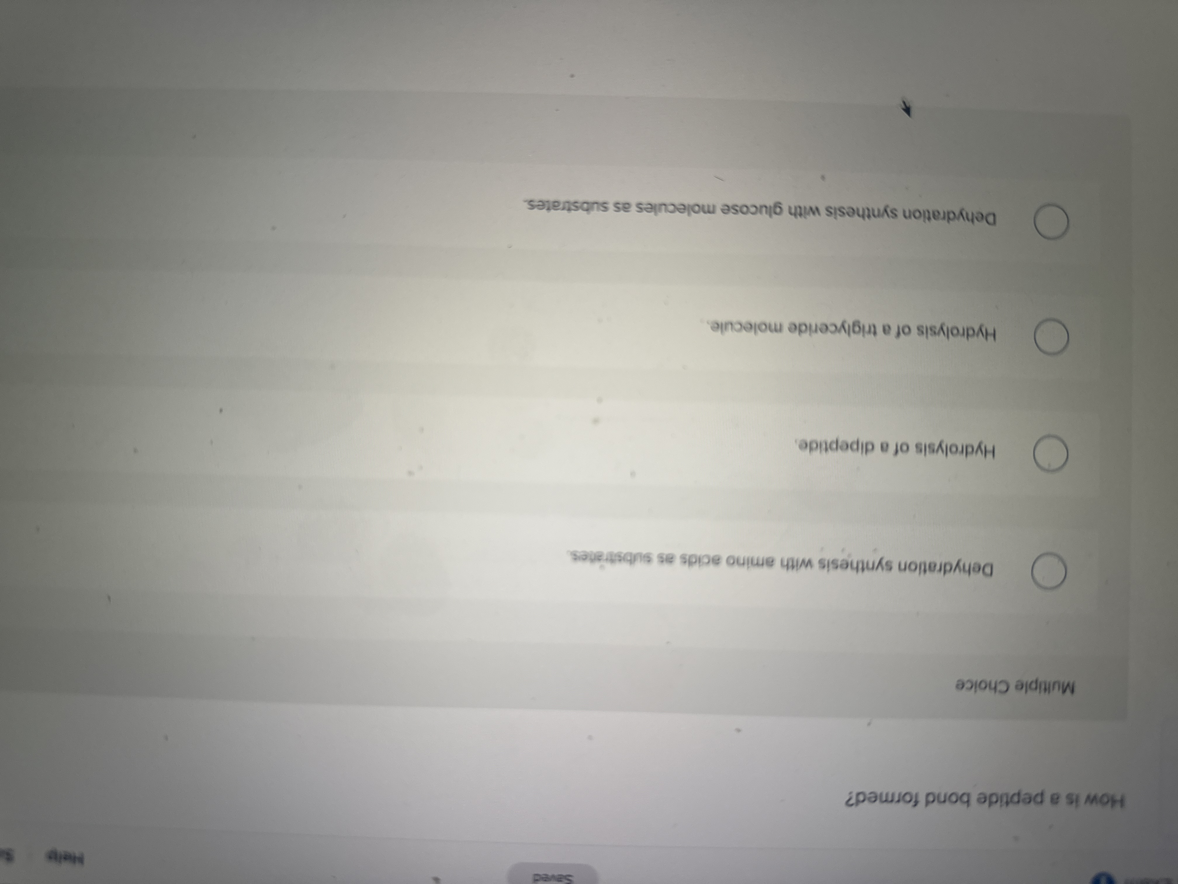 Solved Multiple ChoiceDehydration synthesis with amino acids | Chegg.com