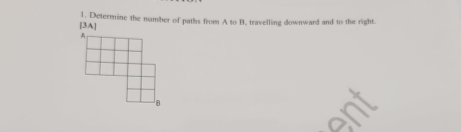 Solved Determine the number of paths from A ﻿to B, | Chegg.com