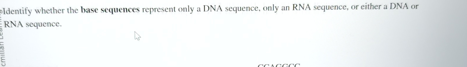 Solved oldentify whether the base sequences represent only a | Chegg.com