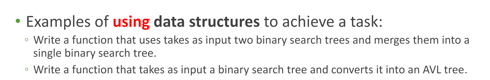 Solved Examples of using data structures to achieve a | Chegg.com