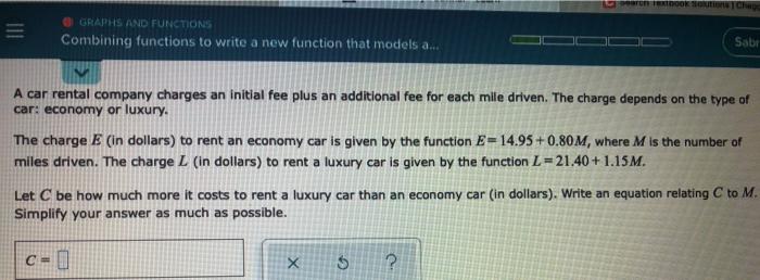 Solved III GRAPHS AND FUNCTIONS Combining functions to write | Chegg.com