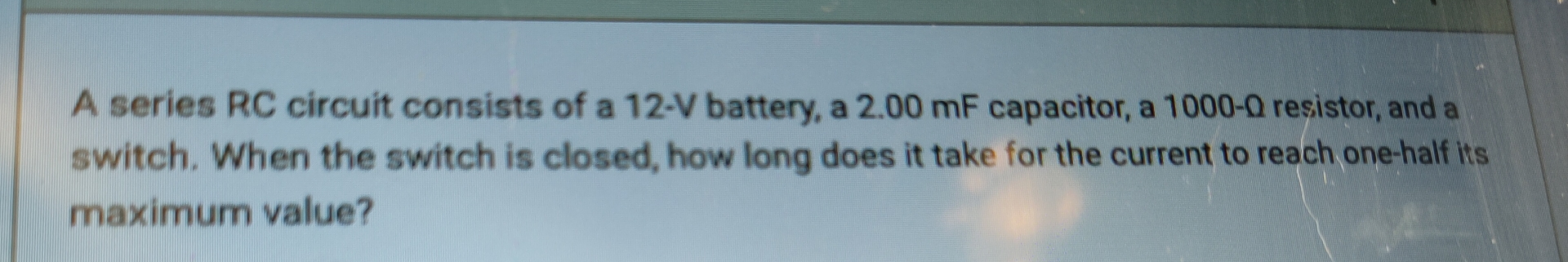 Solved A series RC circuit consists of a 12-V battery, a | Chegg.com