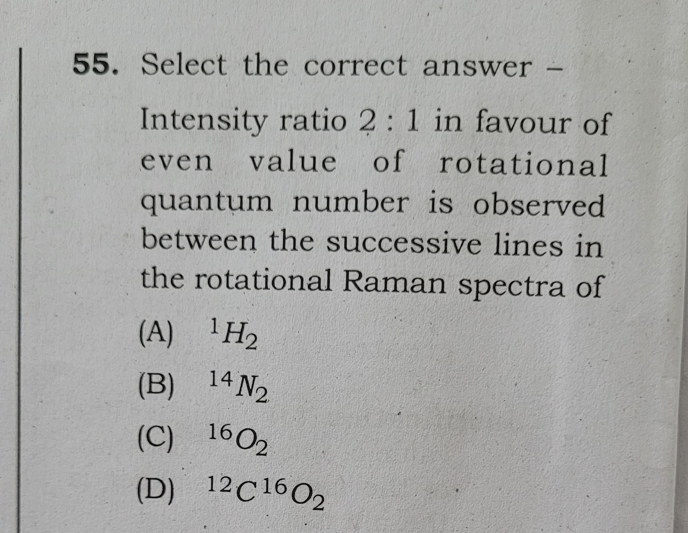 Select the correct answer -Intensity ratio 2:1 ﻿in | Chegg.com