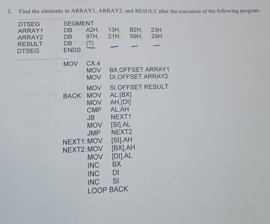 Solved Find the elements in ARRAY1, ﻿ARRAY2, ﻿and RESULT | Chegg.com