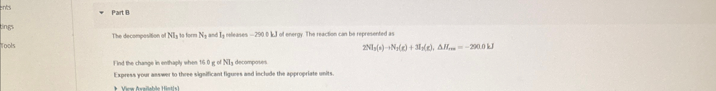 Solved Part BThe decomposition of N3 ﻿to form N2 ﻿and I2 | Chegg.com