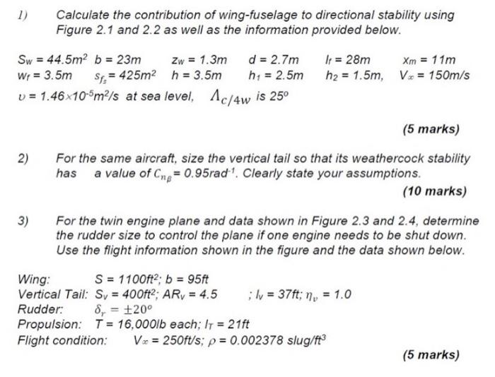 Solved 1) Calculate the contribution of wing-fuselage to | Chegg.com