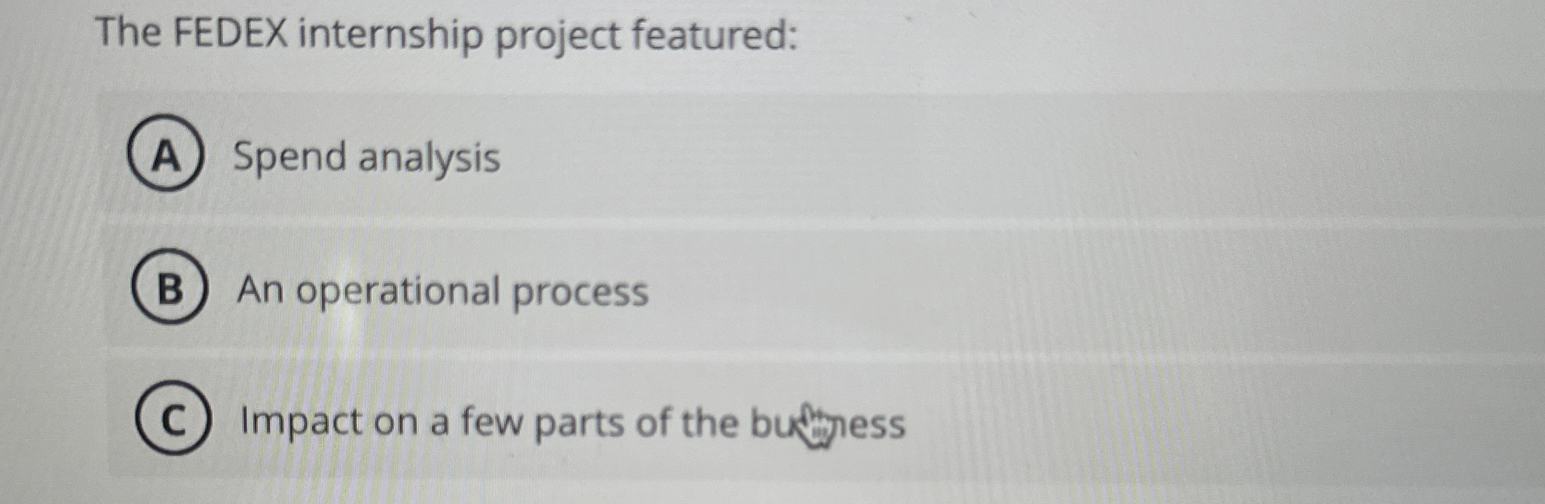 Solved The FEDEX internship project featured:Spend | Chegg.com