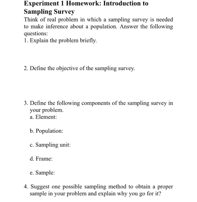Solved Experiment 1 Homework: Introduction to Sampling | Chegg.com