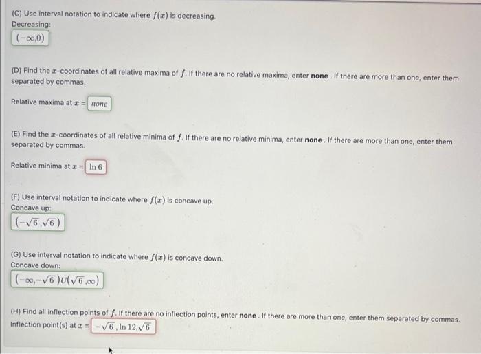 Solved Suppose that f(x)=ln(6+x2) (A) Find all critical | Chegg.com